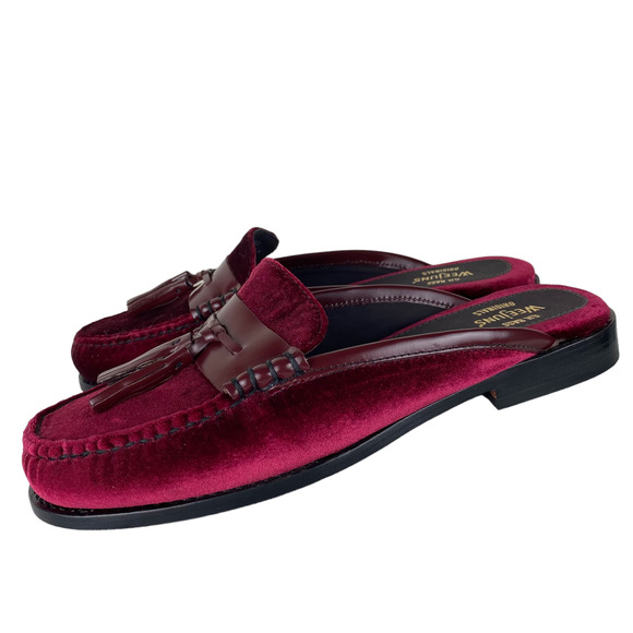 Weejuns | Shoes | Weejuns Willow Red Velvet Penny Loafer Slip On Mule ...